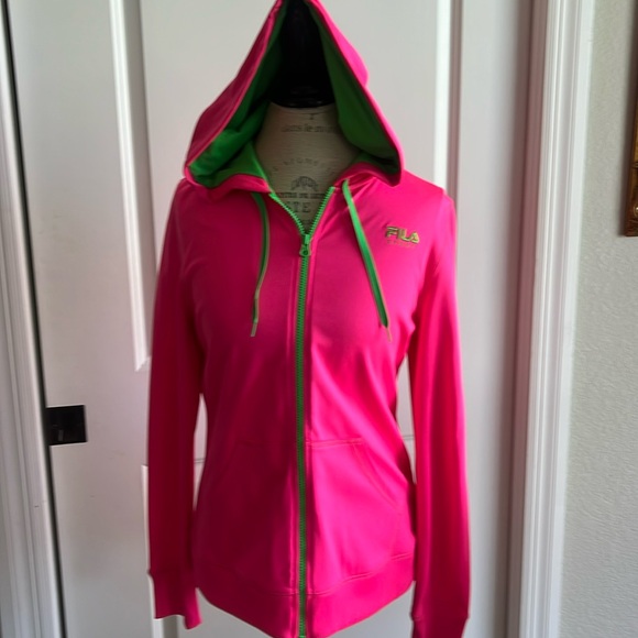 Fila | Jackets & Coats | Fila Sport Neon Pink Neon Green Zip Up Y2k ...